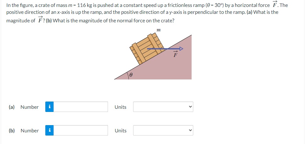 Solved A 116 ﻿kg crate is pushed at constant speed up a | Chegg.com