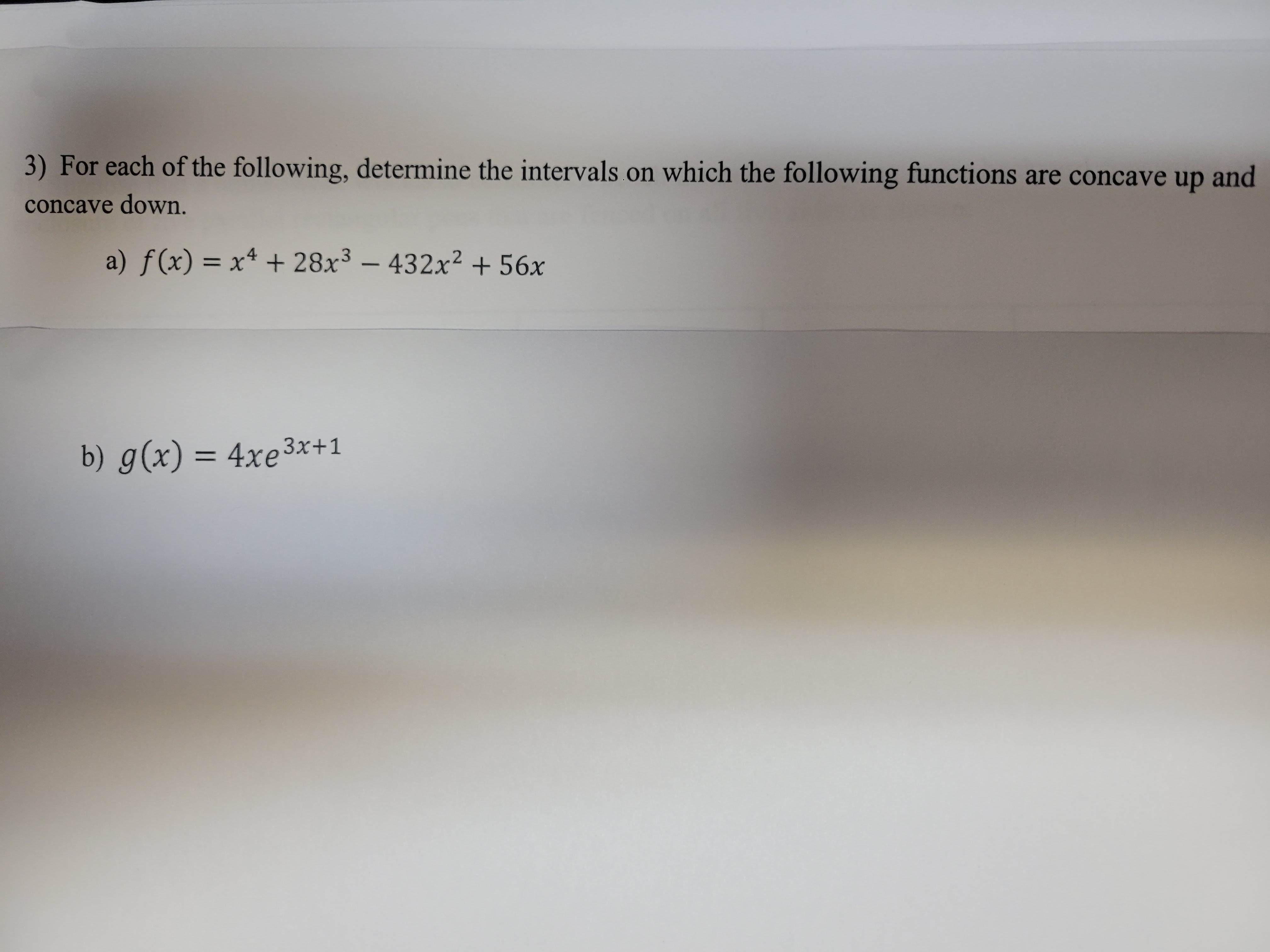Solved 3) For each of the following, determine the intervals | Chegg.com
