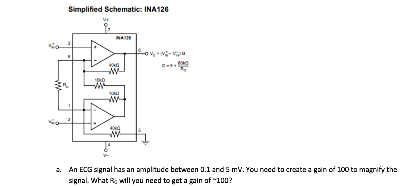 Solved Simplified Schematic: INA126 V . INA126 3 VNO | Chegg.com