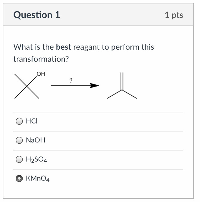 Solved Question 1 1 pts What is the best reagant to perform | Chegg.com