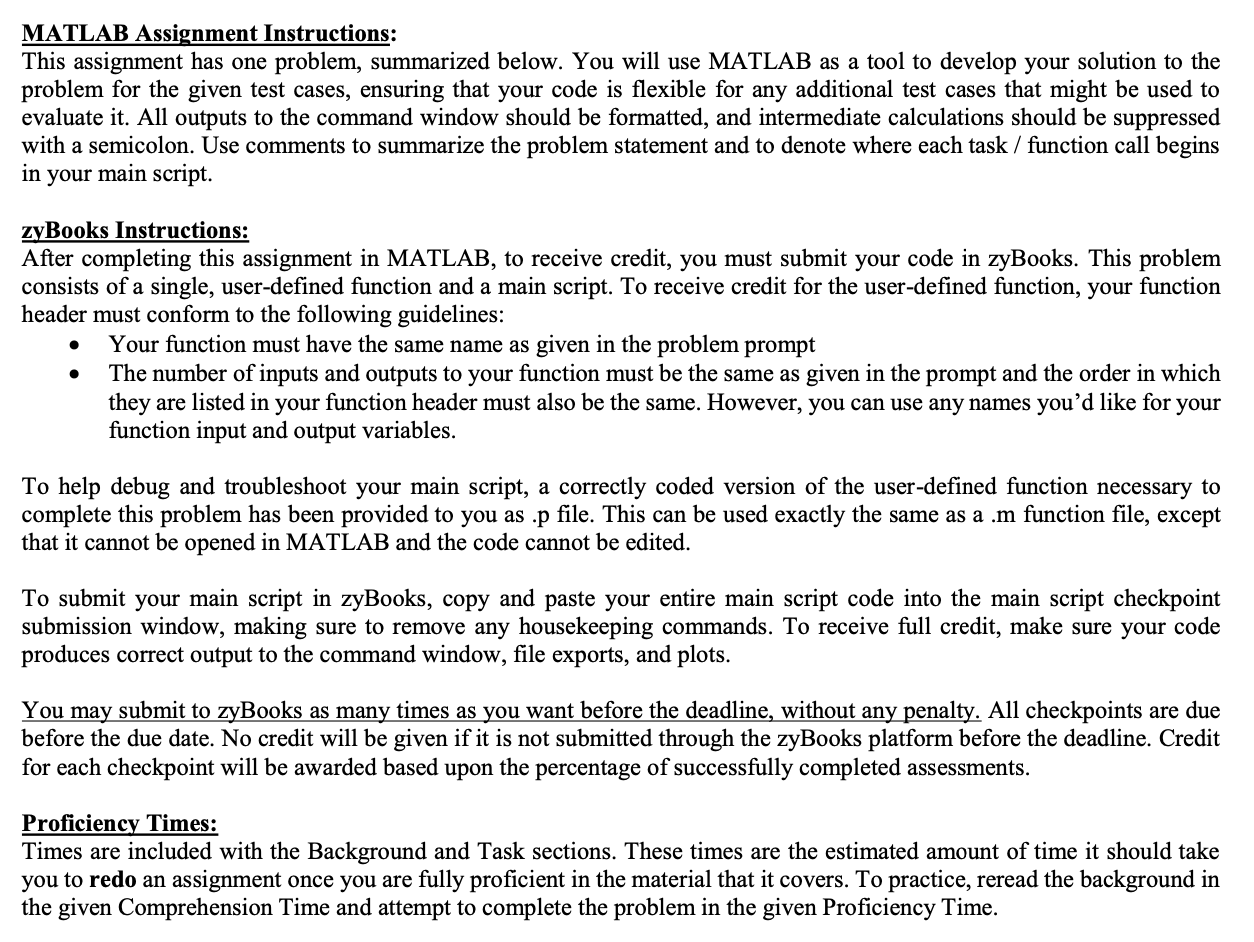 MATLAB Assignment Instructions: This assignment has | Chegg.com