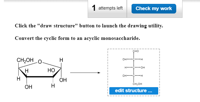 Solved Convert the cyclic form to an acyclic | Chegg.com