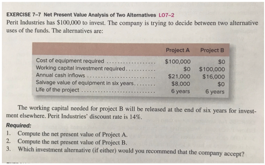 Solved EXERCISE 7-7 Net Present Value Analysis of Two | Chegg.com