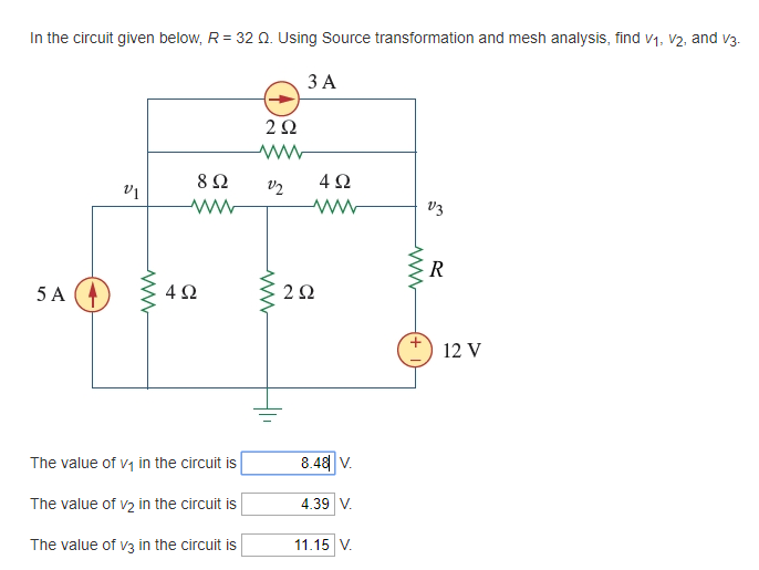 Solved In the circuit given below, R 32 Q. Using Source | Chegg.com