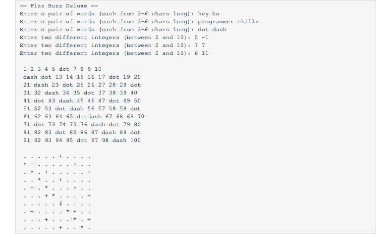 Solved 4.11 Assignment Part 2: Fizz Buzz Deluxe Fizzbuzz is | Chegg.com