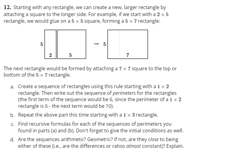 Solved 12. Starting with any rectangle, we can create a new, | Chegg.com