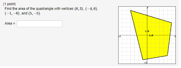 Solved (1 point) Find the area of the quadrangle with | Chegg.com