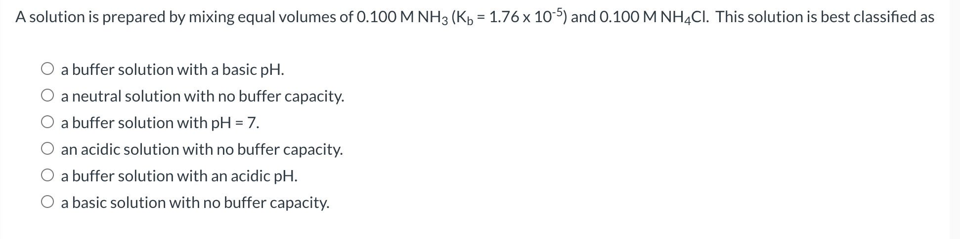 Solved A solution is prepared by mixing equal volumes of | Chegg.com