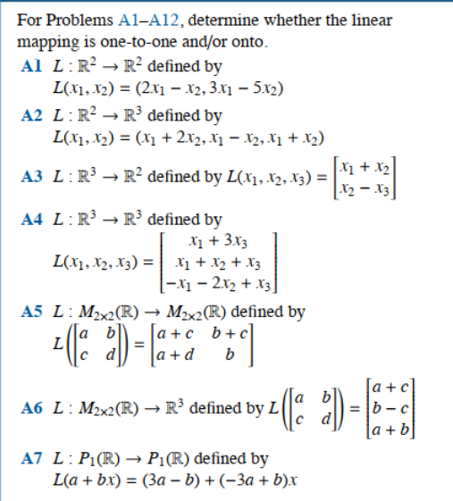 Solved For Problems Al-A12, determine whether the linear | Chegg.com
