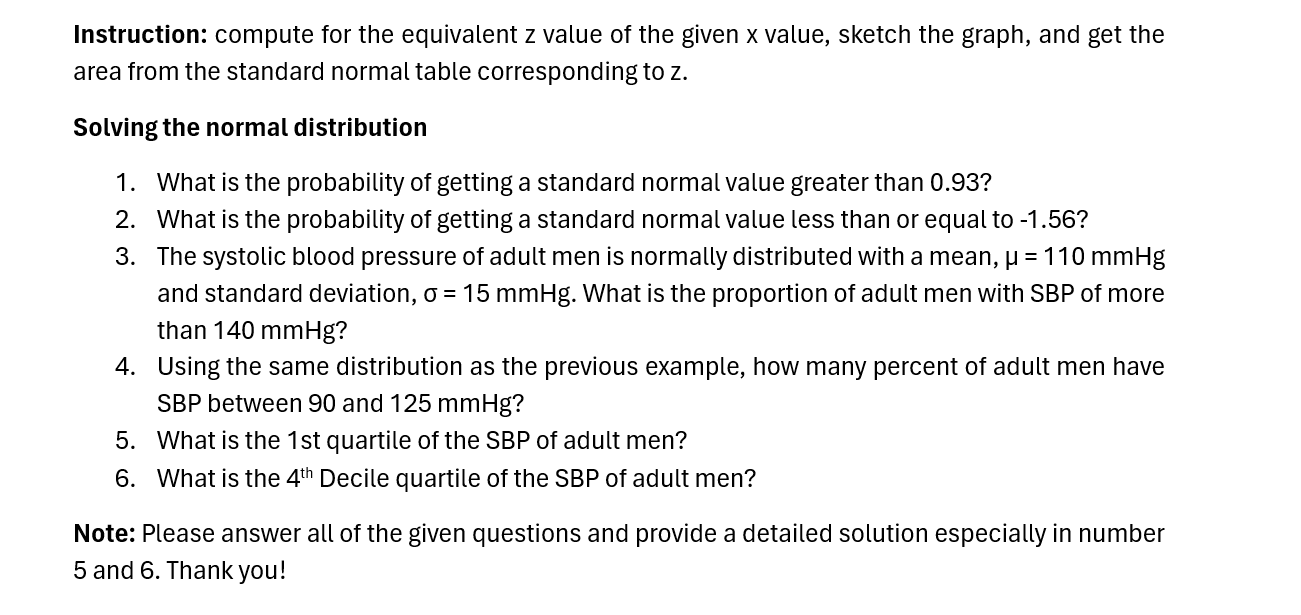 Solved Instruction: compute for the equivalent z value of | Chegg.com