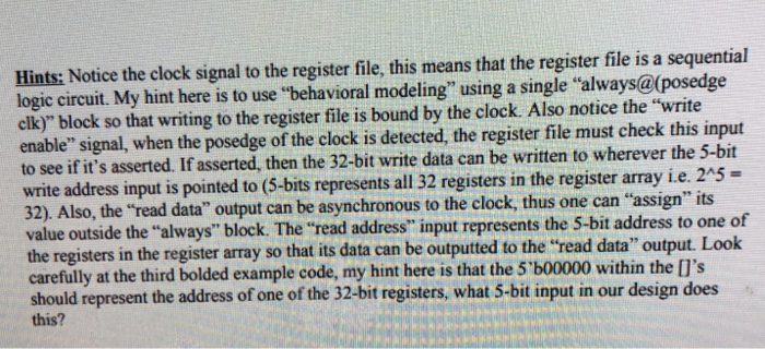 Solved ASSIGNMENT 5 Design a 32-bit register file consisting | Chegg.com