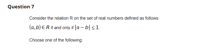Solved Consider the relation R on the set of real numbers | Chegg.com