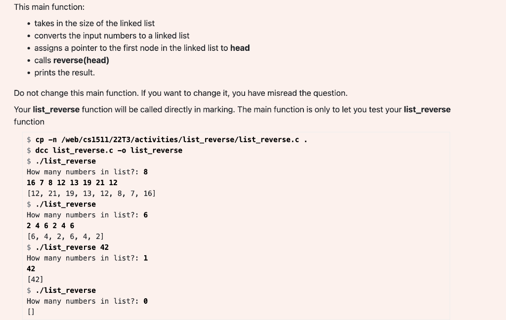 Solved 1/ // Place the list pointed to by head into reverse | Chegg.com