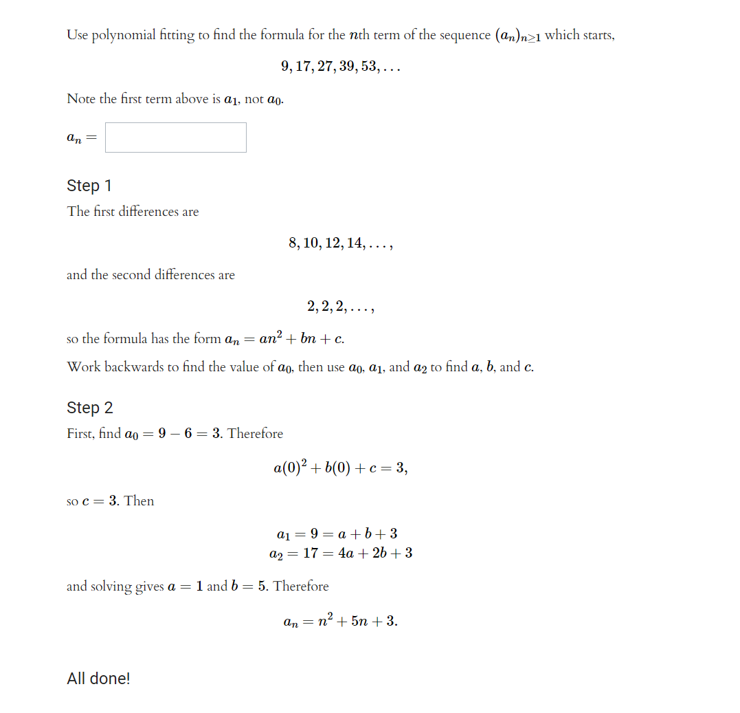 Solved Use polynomial fitting to find the formula for the | Chegg.com