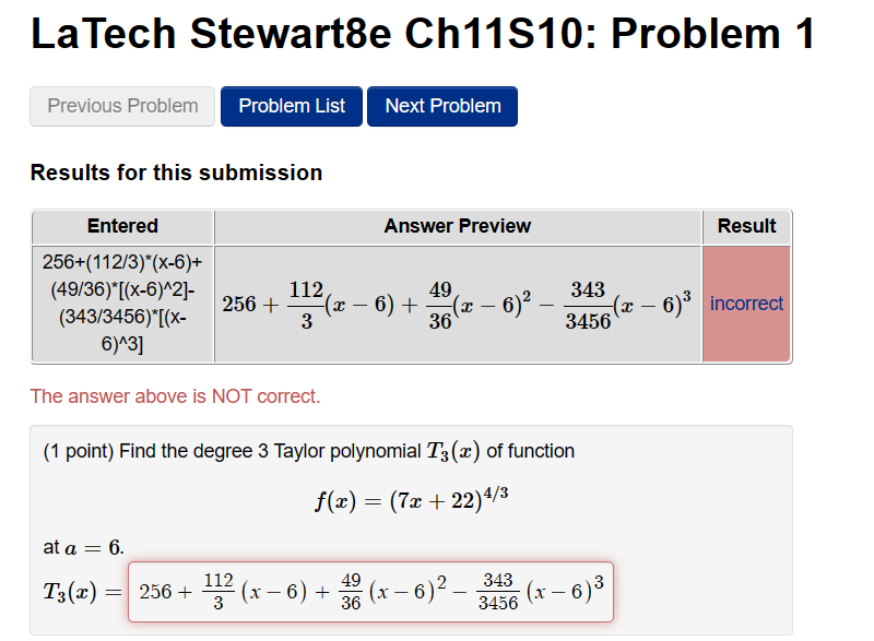 Solved LaTech Stewart8e Ch11S10: Problem 1 Results for this | Chegg.com