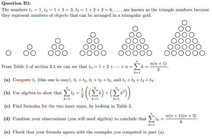 Solved The numbers t1=1,t2=1+2=3,t3=1+2+3=6,…, are known as | Chegg.com