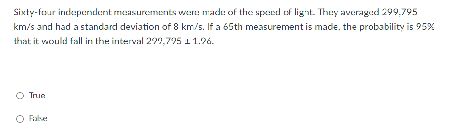 Solved Sixty-four independent measurements were made of the | Chegg.com