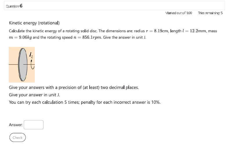 Solved Kinetic energy Calculate the kinetic energy of a mass | Chegg.com