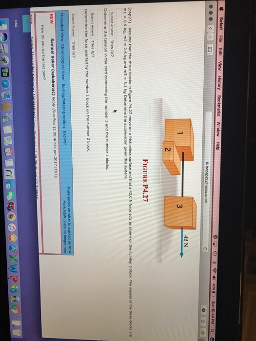 Solved Assume that the three blocks in Figure P4.27 move on | Chegg.com