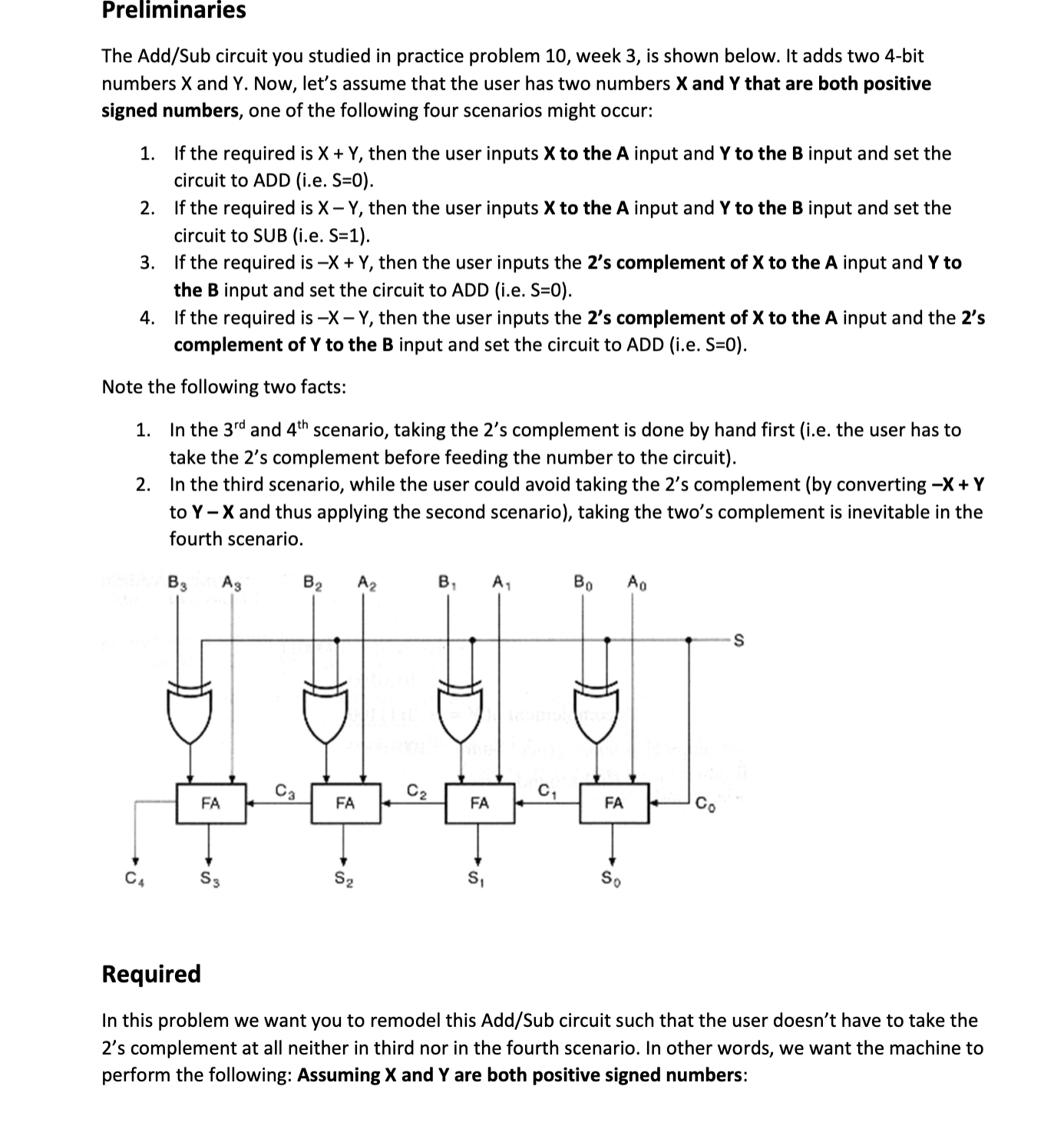 The Add/Sub circuit you studied in practice problem | Chegg.com