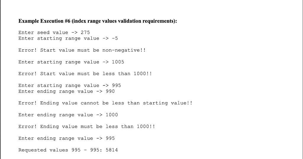 Solved Problem: Given a seed value as input from the user | Chegg.com