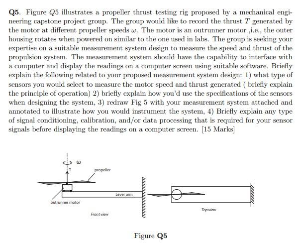 Solved Q5. Figure Q5 illustrates a propeller thrust testing | Chegg.com