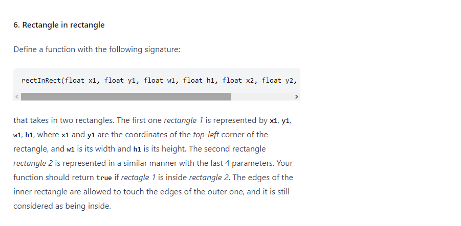 Solved C++ exercise help rectInRect(float x1, float y1, | Chegg.com