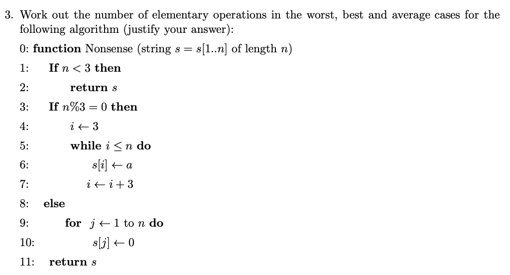Solved ܢ ܞ 3. Work out the number of elementary operations | Chegg.com