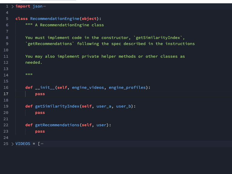 5 1 > import json- 4 class RecommendationEngine | Chegg.com