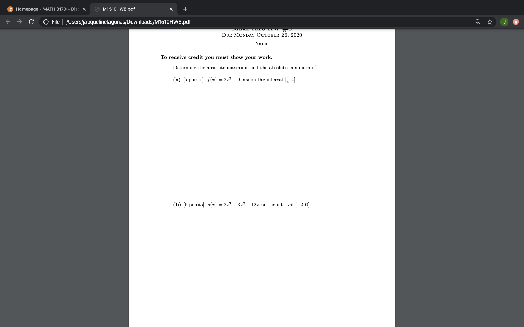 Solved ® Homepage - MATH 3170 - Disc x M1510HW8.pdf > c O | Chegg.com