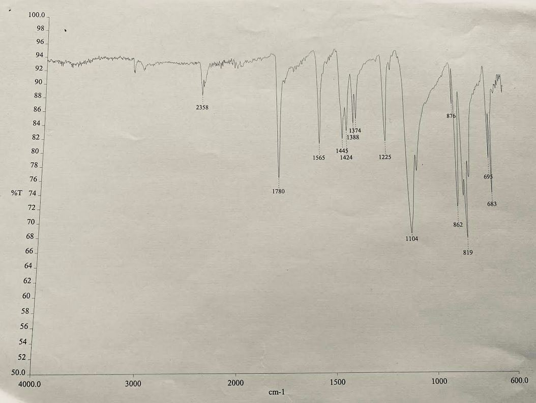 Solved This is an IR spectrum for TCPO, | Chegg.com