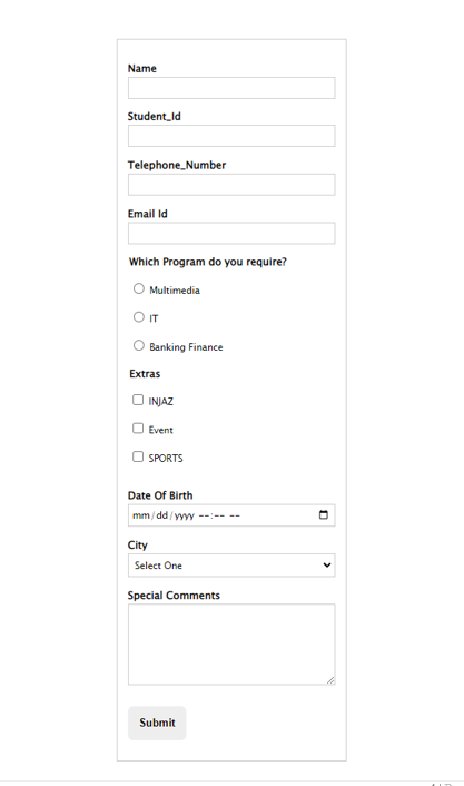 Solved Design the HTML form- Using Basic HTML elements send | Chegg.com