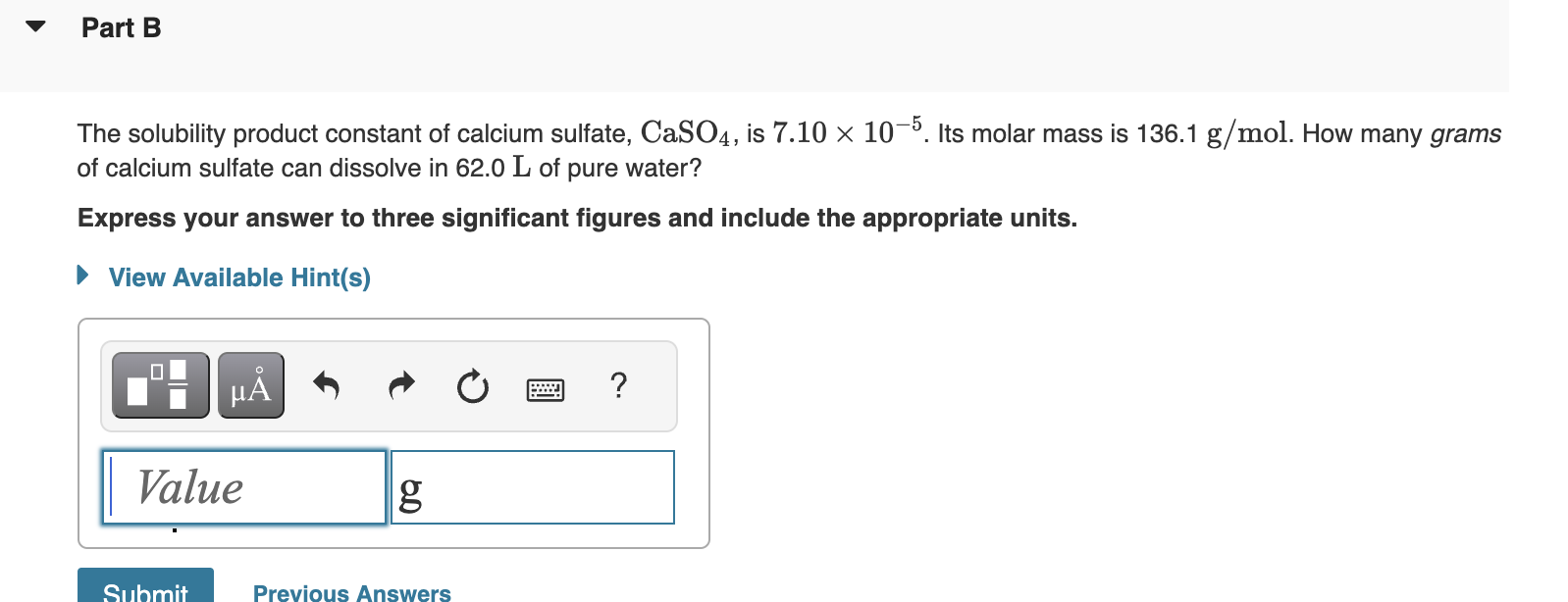 Solved The solubility product constant of calcium sulfate, | Chegg.com