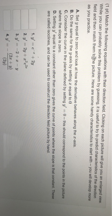 Solved (1 pt) Match the following equations with their | Chegg.com