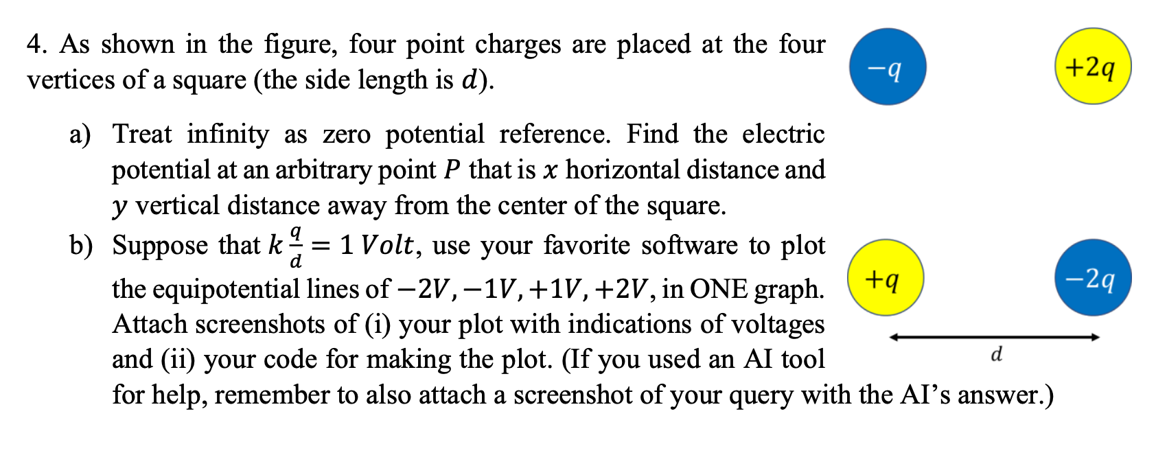 Solved 4. ﻿As shown in the figure, four point charges are | Chegg.com
