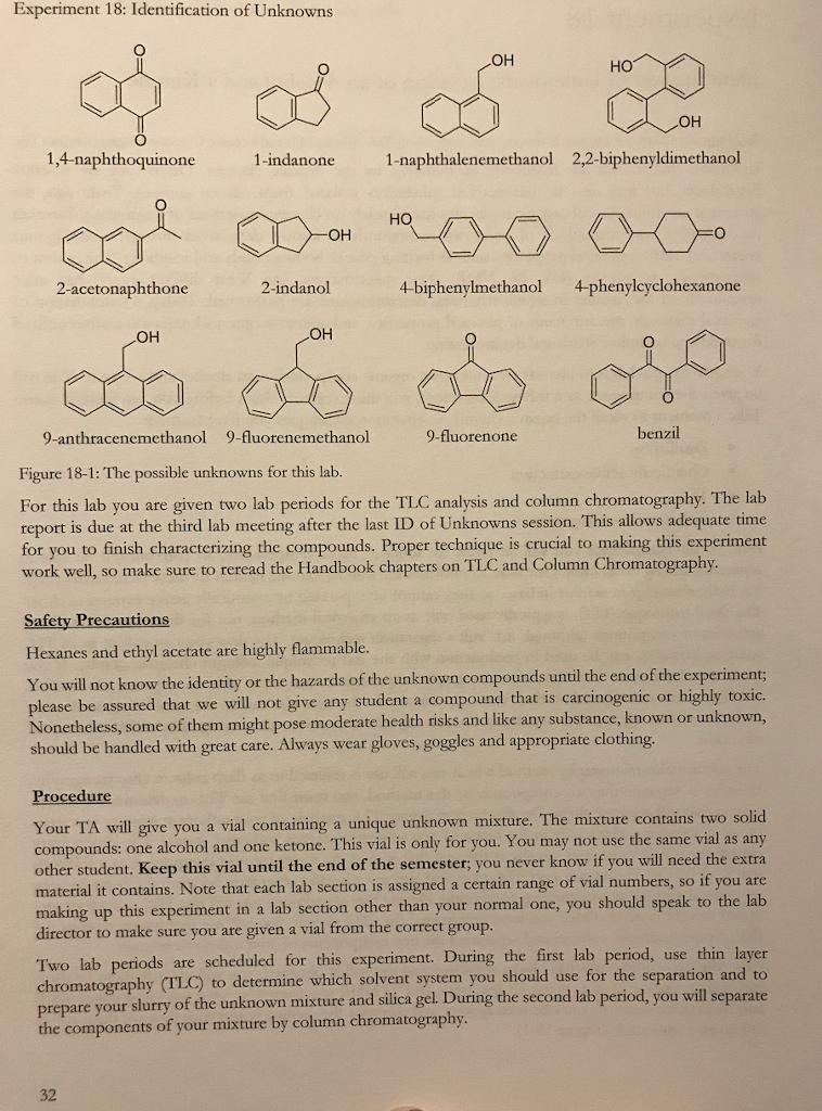 Experiment 18 Identification of Unknowns: Isolation | Chegg.com