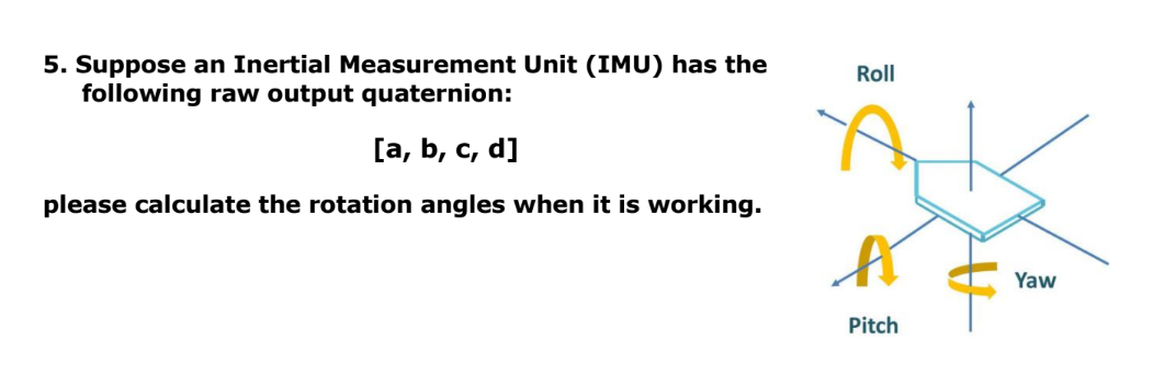 Solved 5. Suppose an Inertial Measurement Unit (IMU) has the | Chegg.com