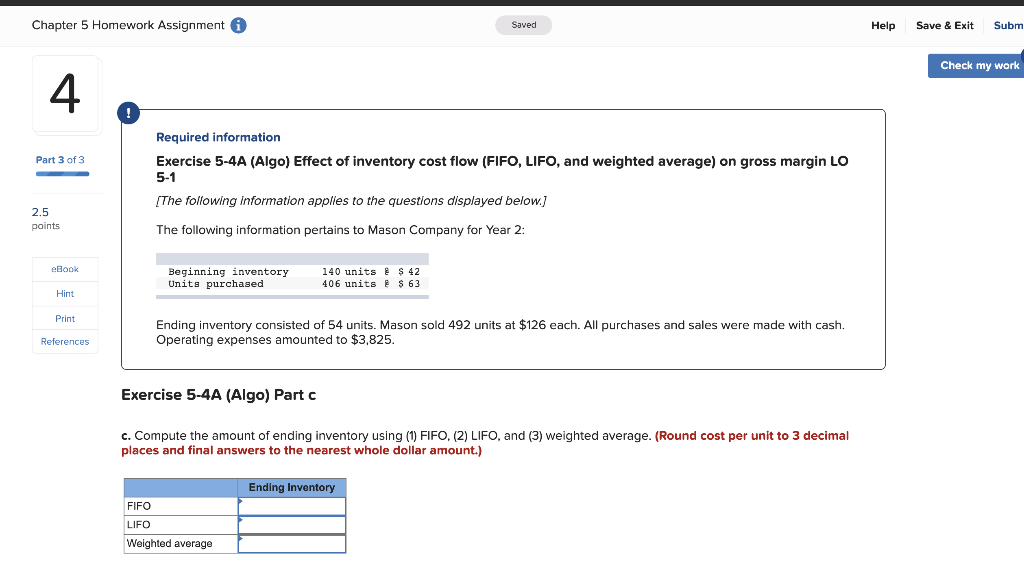 Solved Chapter 5 Homework Assignment Saved Help Save & Exit | Chegg.com