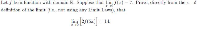 Solved Let f be a function with domain R. Suppose that lim | Chegg.com