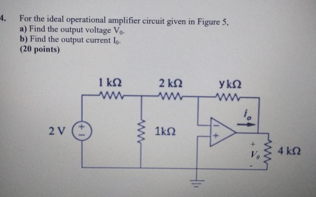 Solved 4. For the ideal operational amplifier circuit given | Chegg.com