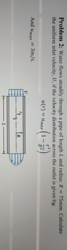 Solved Problem 2: Water flows steadily through a pipe of | Chegg.com