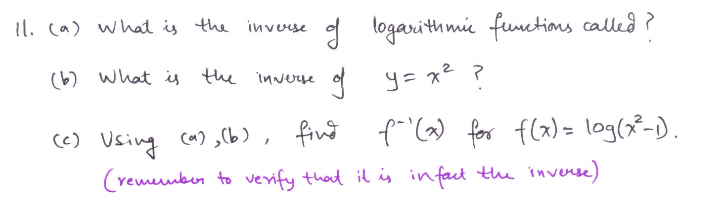 Solved 11. (a) what is the inverse of logarithmic functions | Chegg.com