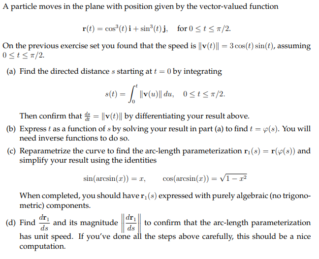 Solved A particle moves in the plane with position given by | Chegg.com