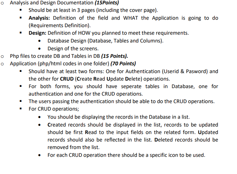 Solved Analysis and Design Documentation (15Points) - Should | Chegg.com