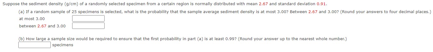 Solved Suppose the sediment density (gcm) ﻿of a randomly | Chegg.com