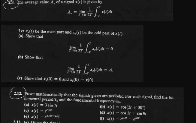 Solved 29. The average value Ax of a signal x(t) is given by | Chegg.com
