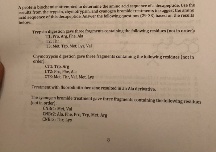 Solved A protein biochemist attempted to determine the amino | Chegg.com