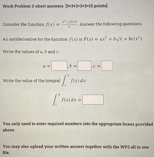 Solved Work Problem 1-short answers (3+3+3+3+3=15 points) = | Chegg.com