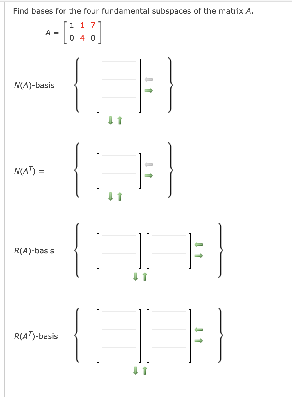 Solved Find bases for the four fundamental subspaces of the | Chegg.com