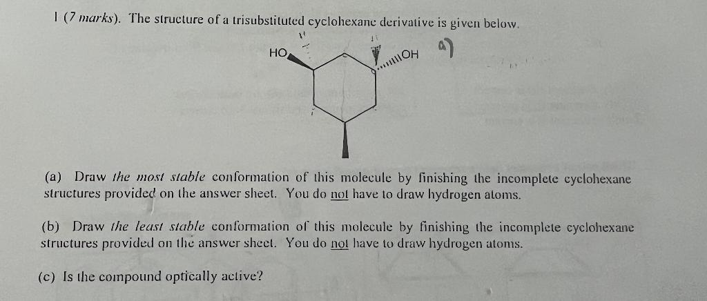 Solved I ( 7 marks). The structure of a trisubstituted | Chegg.com